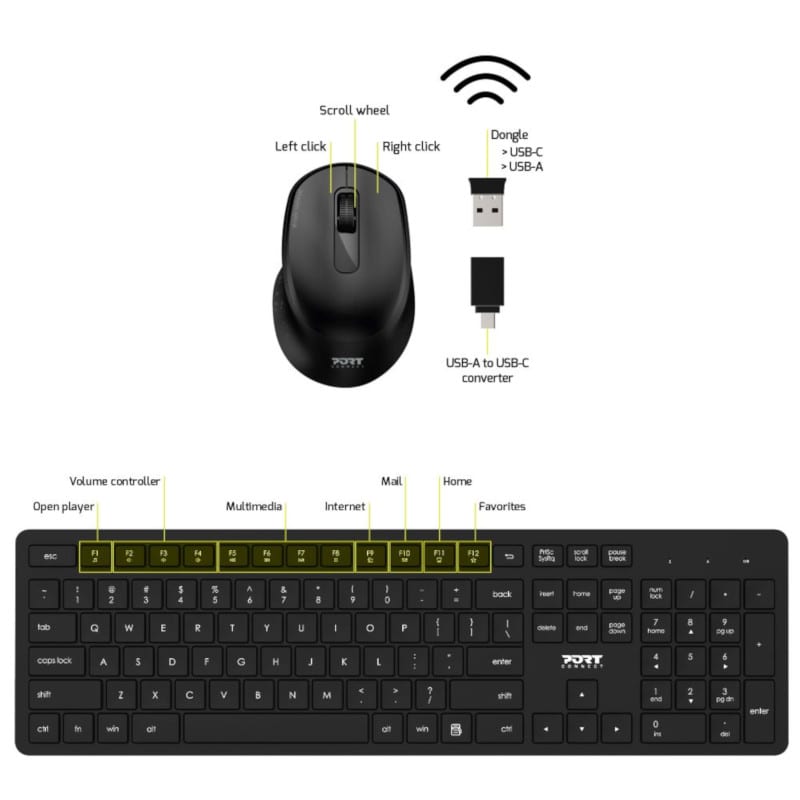 Port Kb Combo Wireless Keyboard + Mouse - DC3 Online Computer Store